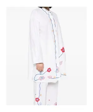 FORTE_FORTE Embroidered Floral Long Sleeve Shirt