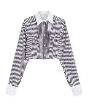 Sportmax Striped Poplin Cropped Shirt - Black