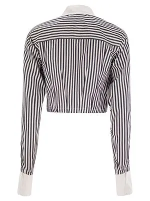 Sportmax Striped Poplin Cropped Shirt - Black