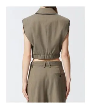 Pinko Cropped Vest With Notched Lapel And Elasticated Hem
