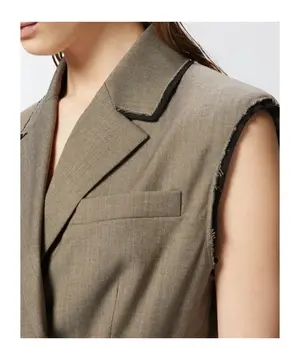 Pinko Cropped Vest With Notched Lapel And Elasticated Hem