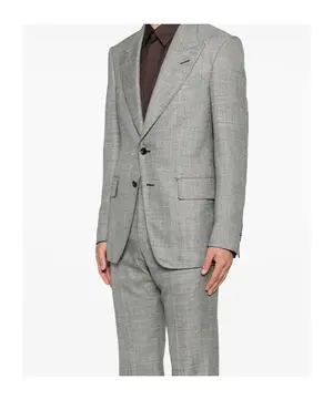 TOM FORD Herringbone-pattern Peak-lapels Blazer - Gray