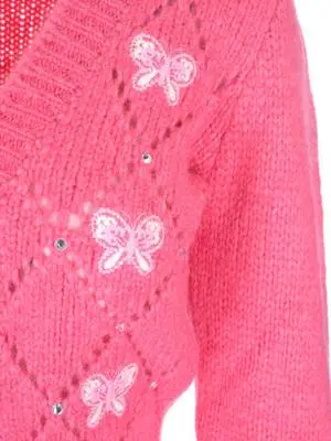 Alessandra Rich Ribbon-embroidered Knit Cardigan