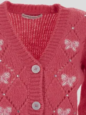 Alessandra Rich Ribbon-embroidered Knit Cardigan