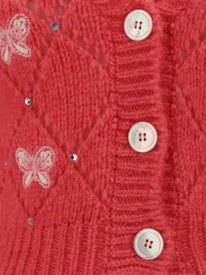 Alessandra Rich Ribbon-embroidered Knit Cardigan