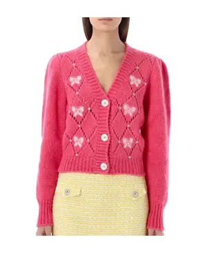 Alessandra Rich Ribbon-embroidered Knit Cardigan