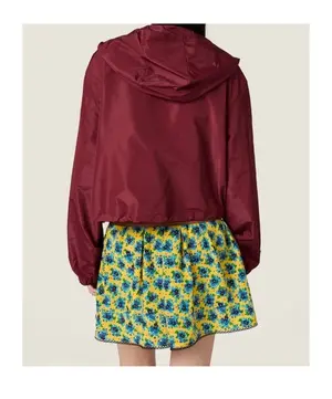 Miu Miu Logo Rubberised Zipped Hooded Jacket - Brown
