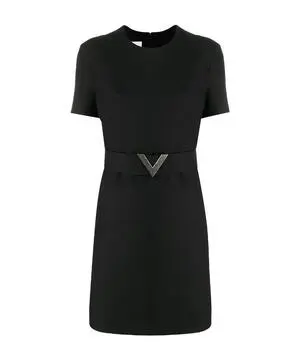 Valentino Garavani Short Sleeve Logo Belt Dress