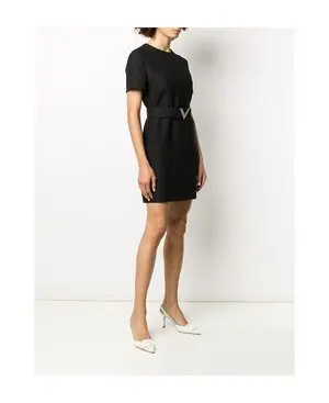 Valentino Garavani Short Sleeve Logo Belt Dress