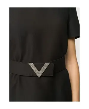 Valentino Garavani Short Sleeve Logo Belt Dress