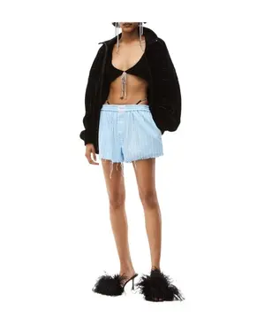 Alexander Wang Striped Raw Hem Boxer Shorts
