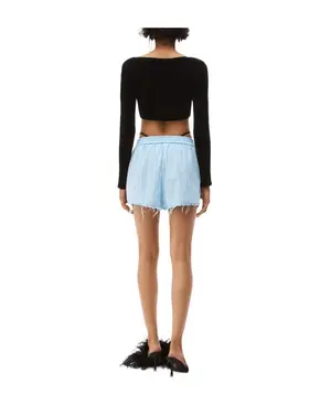 Alexander Wang Striped Raw Hem Boxer Shorts