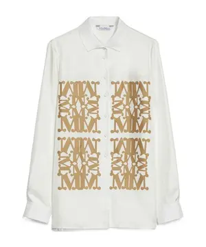 Max Mara Max Mara Logo Print Long-Sleeve Shirt Vanilla
