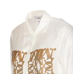 Max Mara Logo Print Long-sleeve Shirt - Vanilla