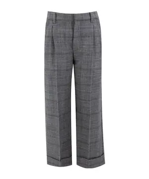 Brunello Cucinelli Prince Of Wales Checked Cropped Trousers - Gray
