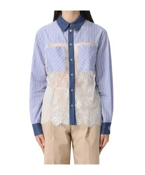 Liu Jo Long Sleeve Shirt With Patchwork And Lace Details