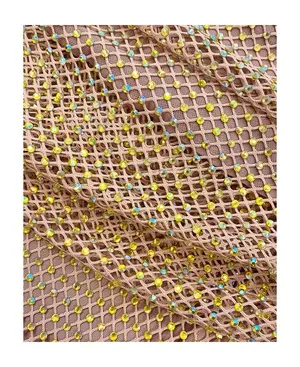 SELF-PORTRAIT Embellished Off-shoulder Fishnet Maxi Dress