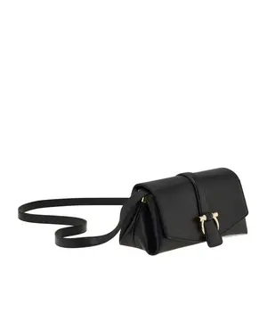 FERRAGAMO Gancini Front Flap Crossbody Bag - Black