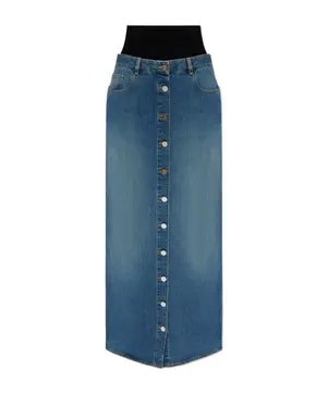 Alaïa High-rise Button-front Maxi Denim Skirt