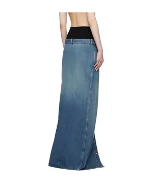 Alaïa High-rise Button-front Maxi Denim Skirt