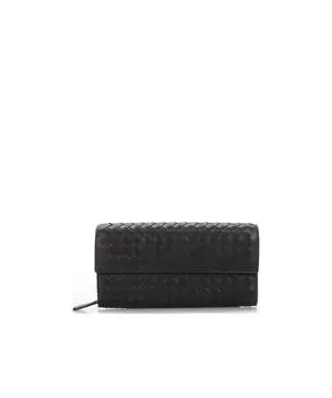 Bottega Veneta Knit A Flip Purse - Black