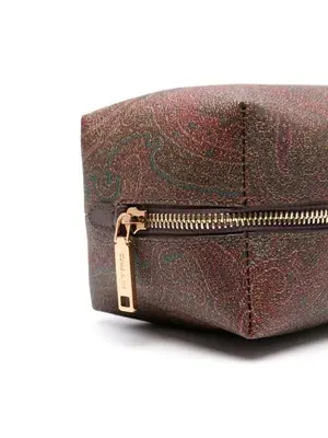 Etro Logo Embroidered Paisley Printed Pouch - Brown