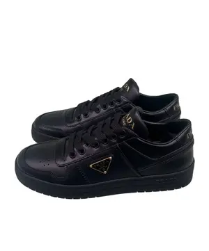 Prada Downtown Leather Sneakers - Black