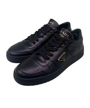Prada Downtown Leather Sneakers - Black