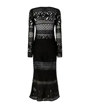 Pinko Ortles Long Openwork Crochet Dress