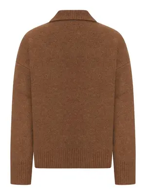 AMI Paris De Coeur Intarsia Knitted Jumper - Brown