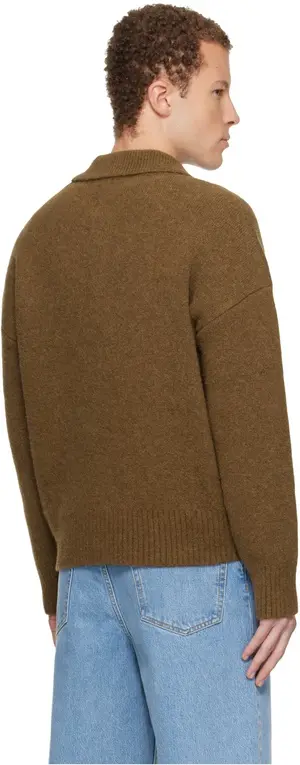 AMI Paris De Coeur Intarsia Knitted Jumper - Brown