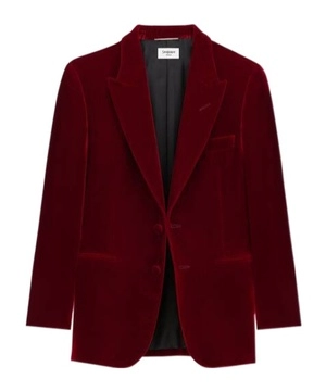 Saint Laurent Velvet Single-breasted Jacket - Brown