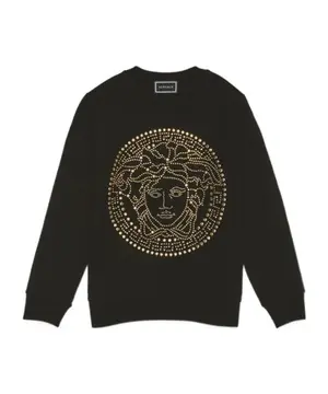 Versace Round Neck Embellished Medusa Hoodie
