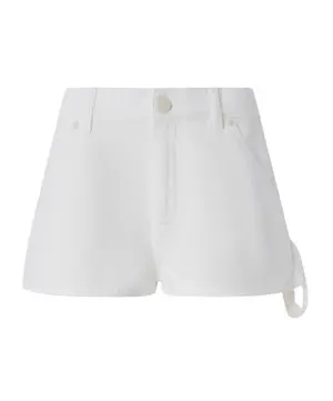 Pinko Logo Patch Denim Shorts - White