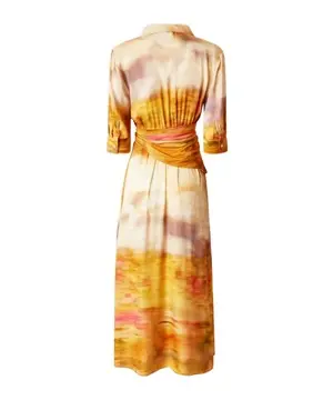 Pinko V-neck Printed Satin Midi Dress