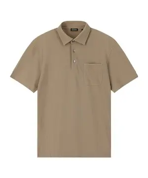 Zegna Chest Pocket Polo Shirt - Brown