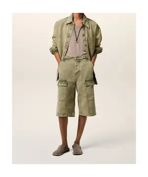 AMI Paris Wide Leg Cargo Bermuda Shorts - Brown