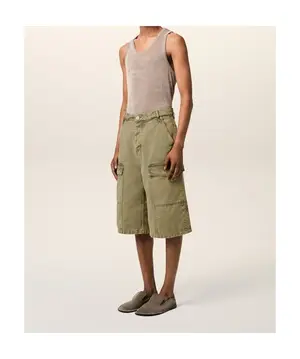 AMI Paris Wide Leg Cargo Bermuda Shorts - Brown