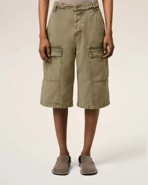 AMI Paris Wide Leg Cargo Bermuda Shorts - Brown