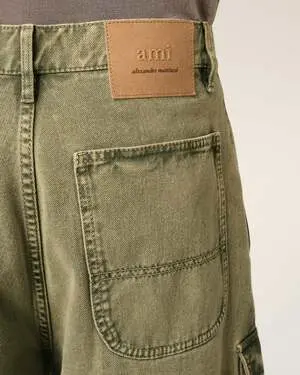 AMI Paris Wide Leg Cargo Bermuda Shorts - Brown