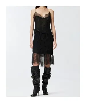 Pinko Lace Detail Gathered Skirt