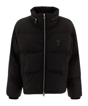 AMI Paris De Coeur Quilted Puffer Jacket - Black