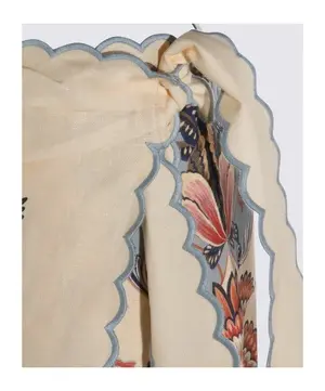Farm Rio Scalloped Floral Wrap Midi Skirt