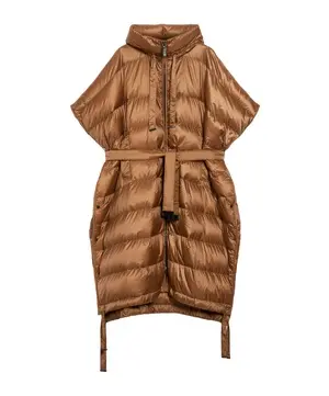 Max Mara Hooded Quilted Cape With Belt - Caramel