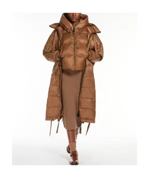 Max Mara Hooded Quilted Cape With Belt - Caramel
