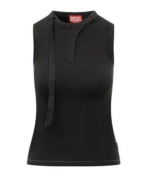 DIESEL® T-iara Zip-strap Sleeveless Ribbed Top - Black