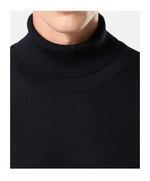 Stone Island Turtleneck Sweater With Ribbed Details - Blue
