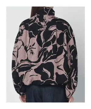 Dries Van Noten High Neck Floral Jacquard Jacket - Black