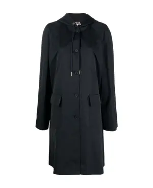 Thom Browne Single-breasted Drawstring Hooded Parka - Navy Blue