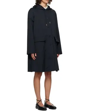 Thom Browne Single-breasted Drawstring Hooded Parka - Navy Blue